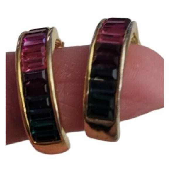 Jewelry | Roman Rainbow Colored Baguette Earrings Signed | Poshmark